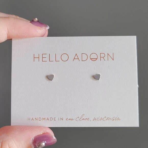 Hello Adorn | Jewelry | Nwt Tiny Heart Studs Silver Hello Adorn | Poshmark